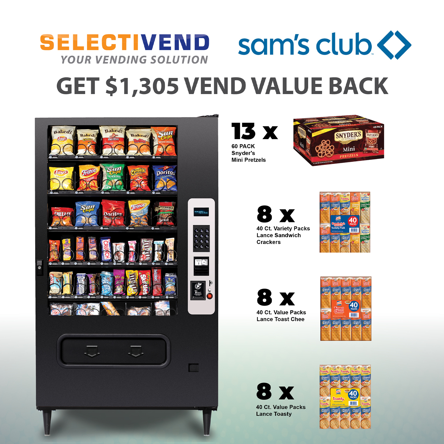 SEL40 Snack Vending Machine | 40 Selections, High Capacity